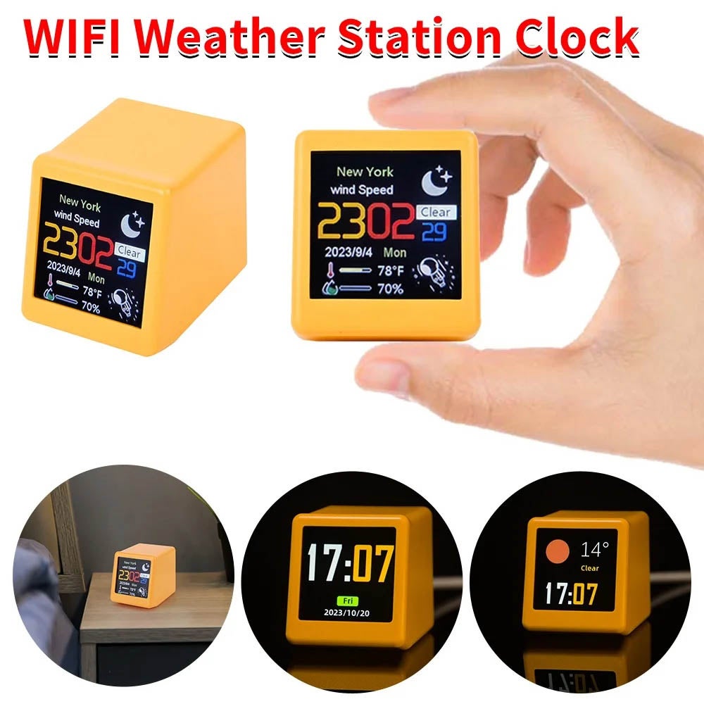 2pcs Mini Horloge Station Météo WiFi avec Calendrier, Heure ...