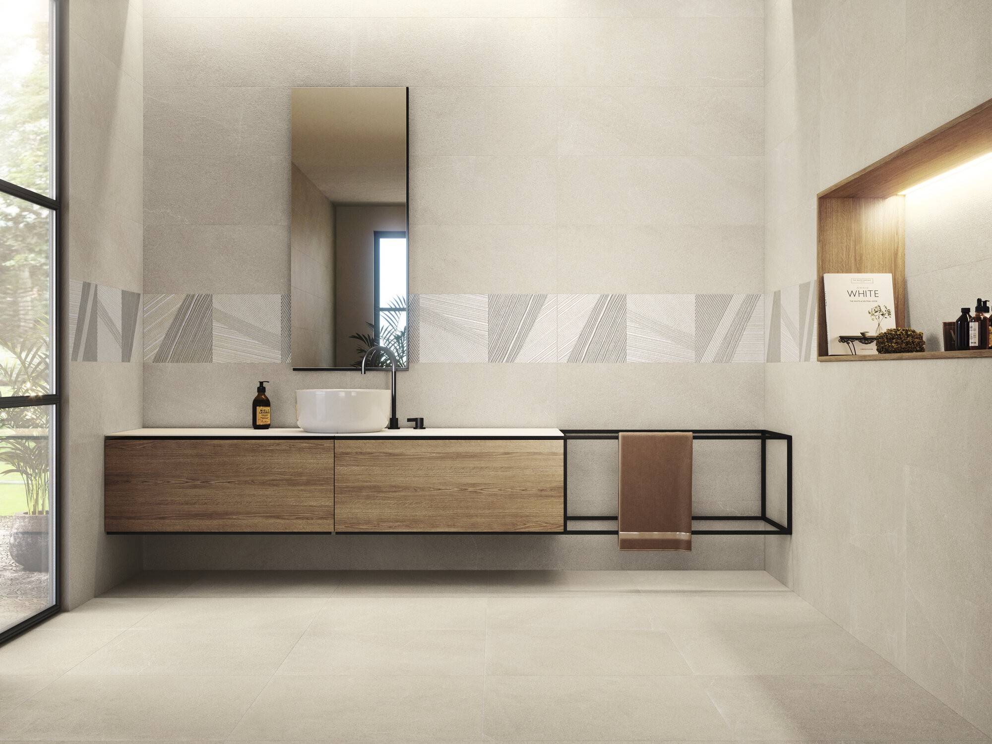 Carrelage Mur Effet Pierre 30x90 Burlington - ÉCRU - 30 x 90 | Leroy Merlin