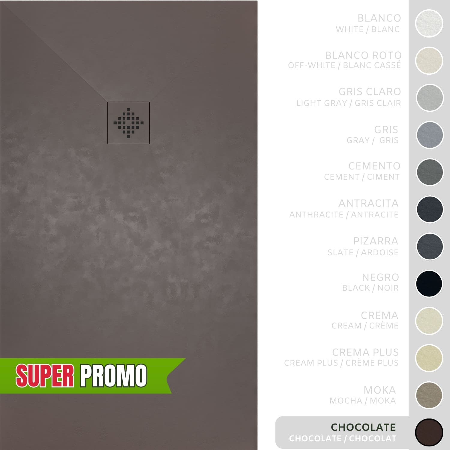 Plato de Ducha - Resina - Gel Coat - Textura Liso/Piedra ...