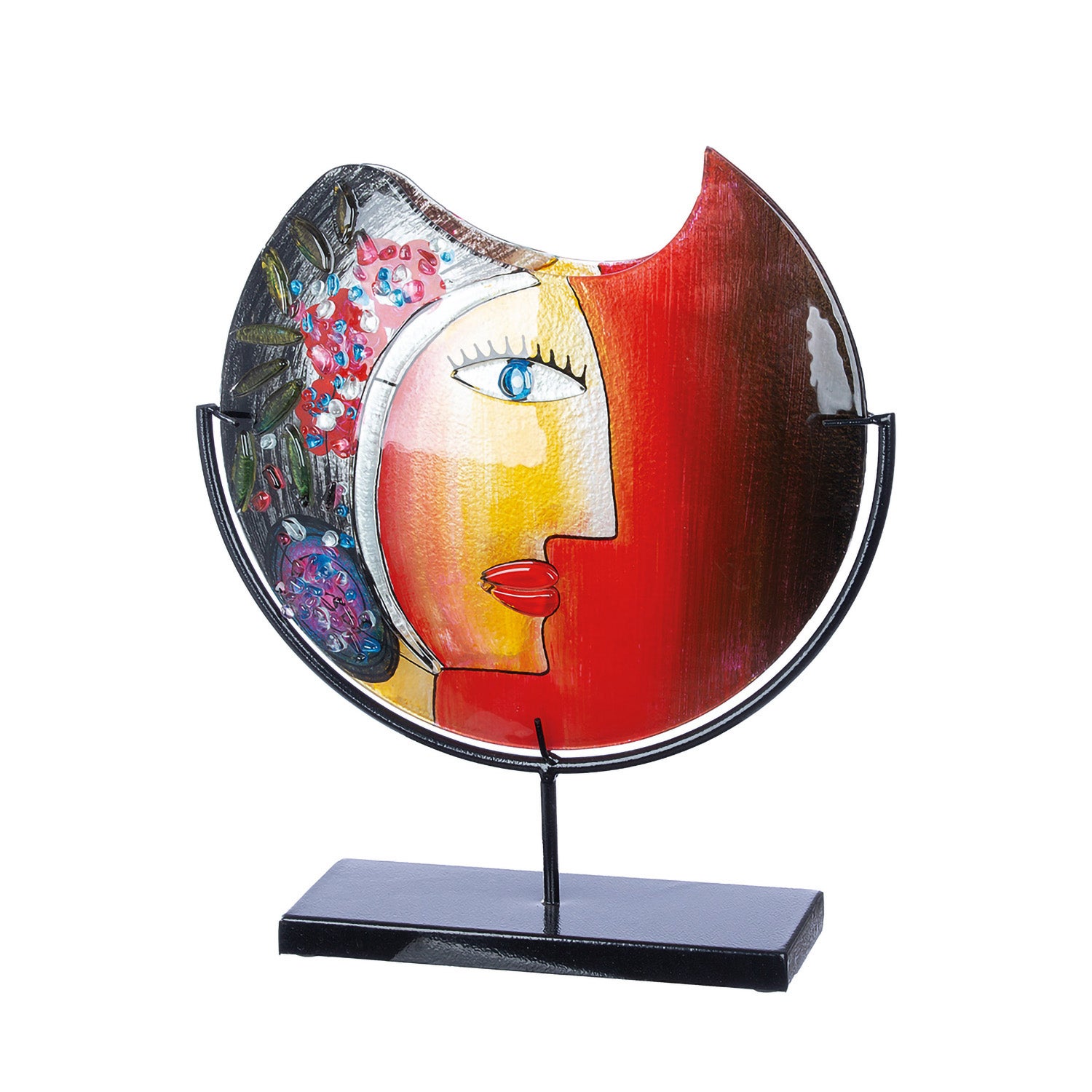 GILDE vase visage Cloe multicolore motif visage, verre, rond, H.38 x L.35cm | Leroy Merlin