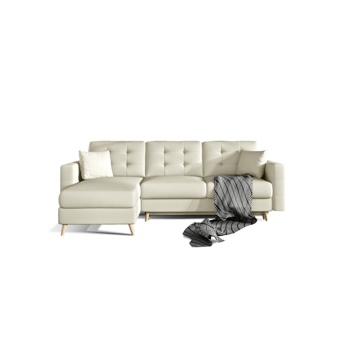 Canapé d'angle convertible HASGARD 3 places beige 248x162 cm – coffre ...