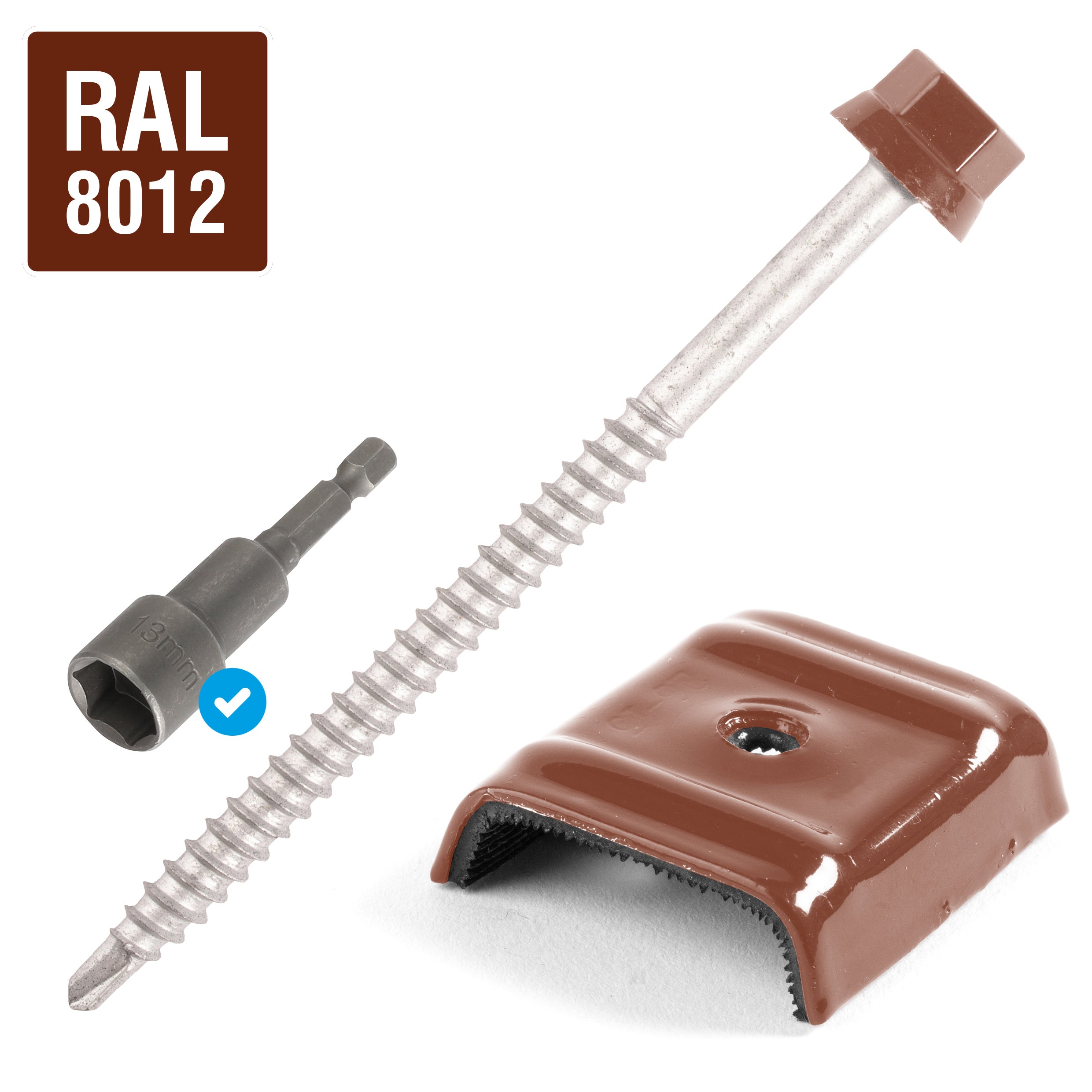 Kit 100 fixations bac acier sur bois Ø6,3 x 100 ROUGE RAL8012 SCELL-IT ...
