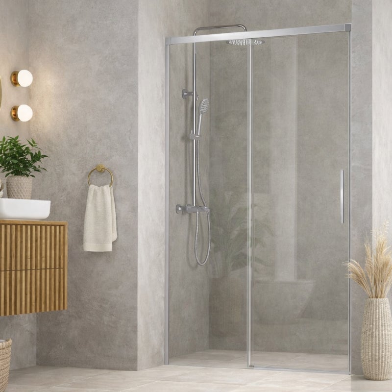 Paroi de douche frontale NICOLETA fixe + coulissante (107-109,5 cm ...