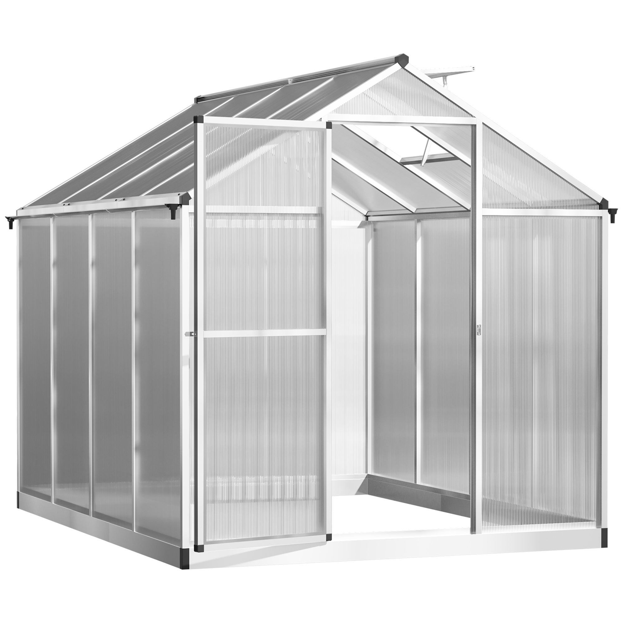 Serre de jardin - Avec lucarne et porte - Aluminium et polycarbonate ...