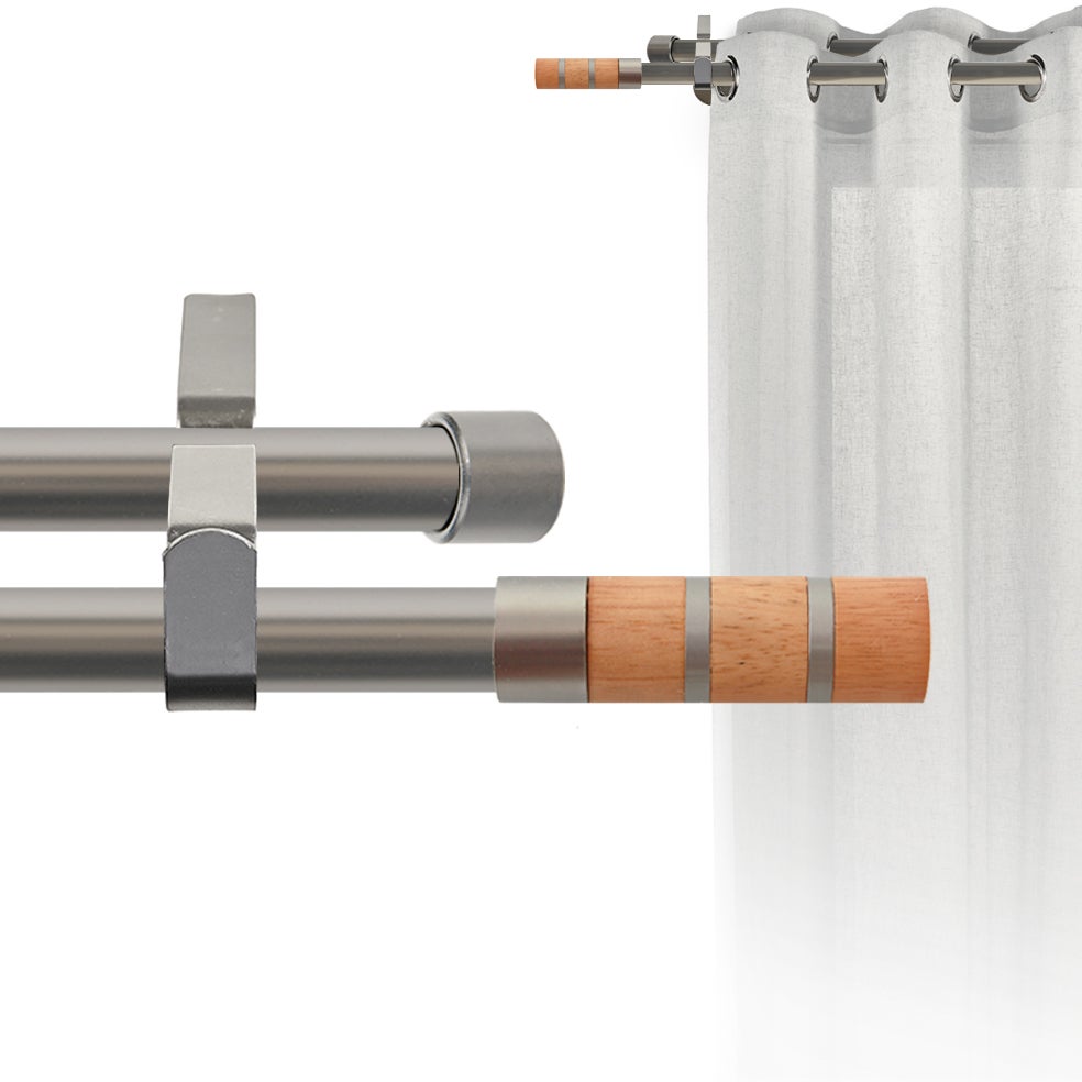 Kit de Tringle à rideau double en métal Ø22mm, Couronnes Installation ...