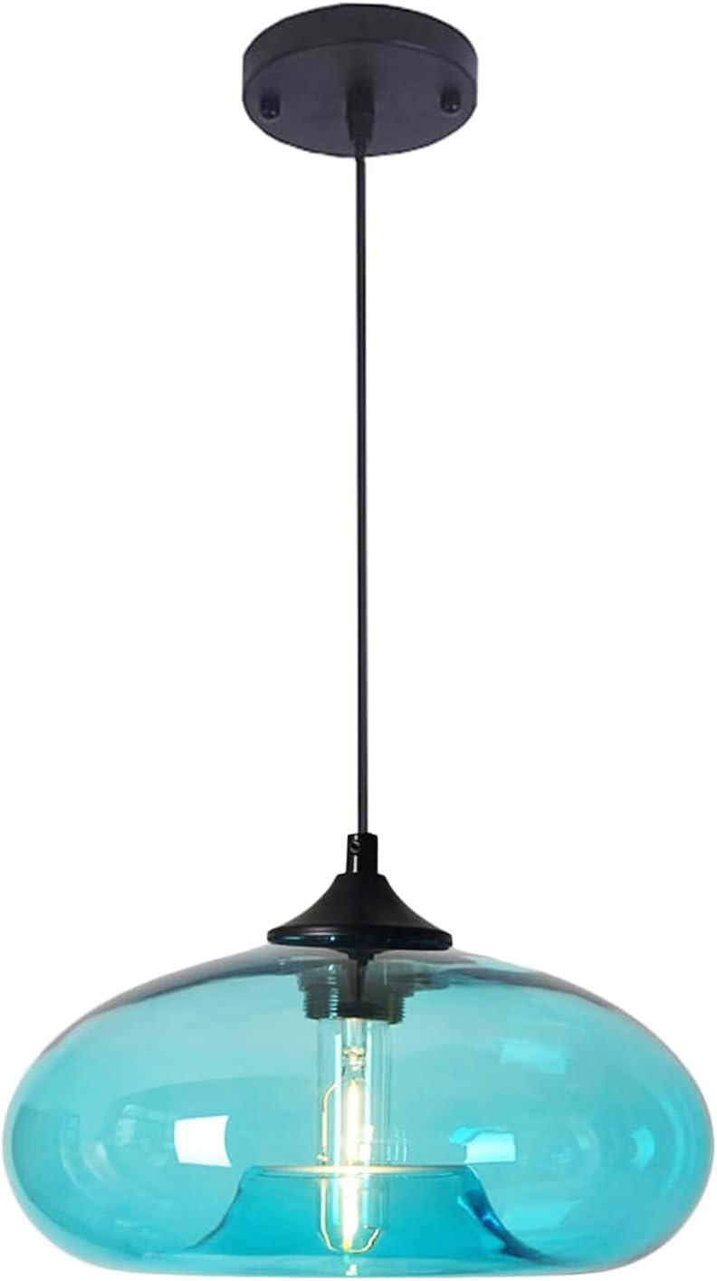 Lustre rond en verre coloré de style industriel rétro avec lumière ...