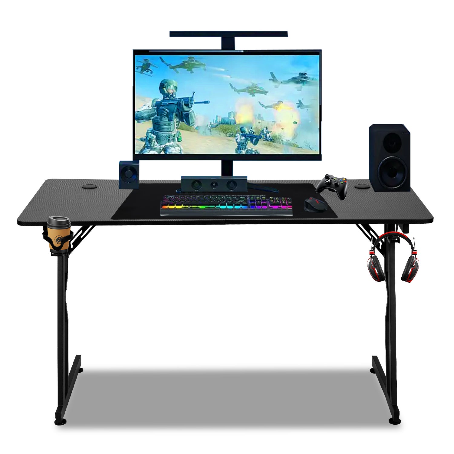 Bureau Gaming 140 x 60 cm, Bureau Gamer avec Plateau en Fibre de ...