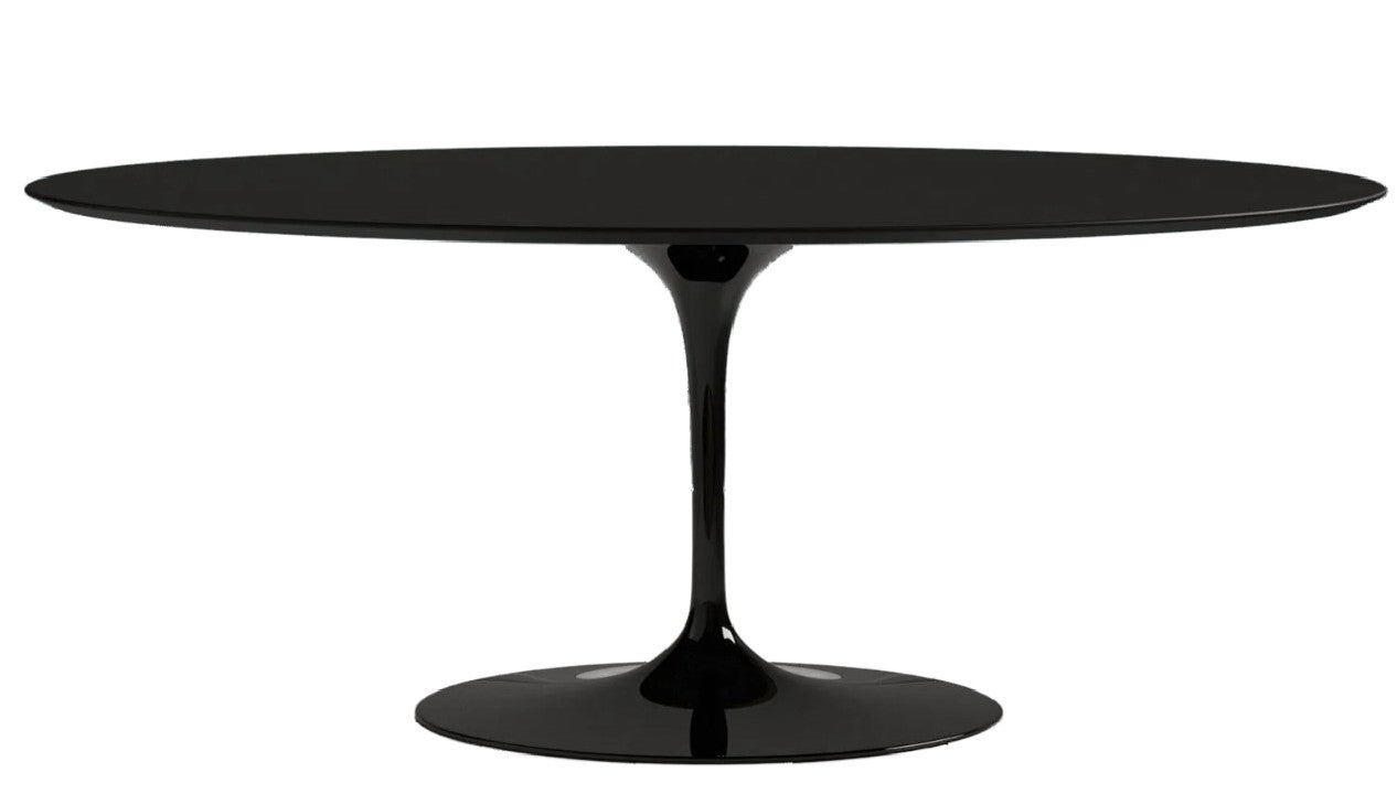 Table tulipe ovale-Plateau Noir mat-Largeur 180 cm-Piètement Noir ...