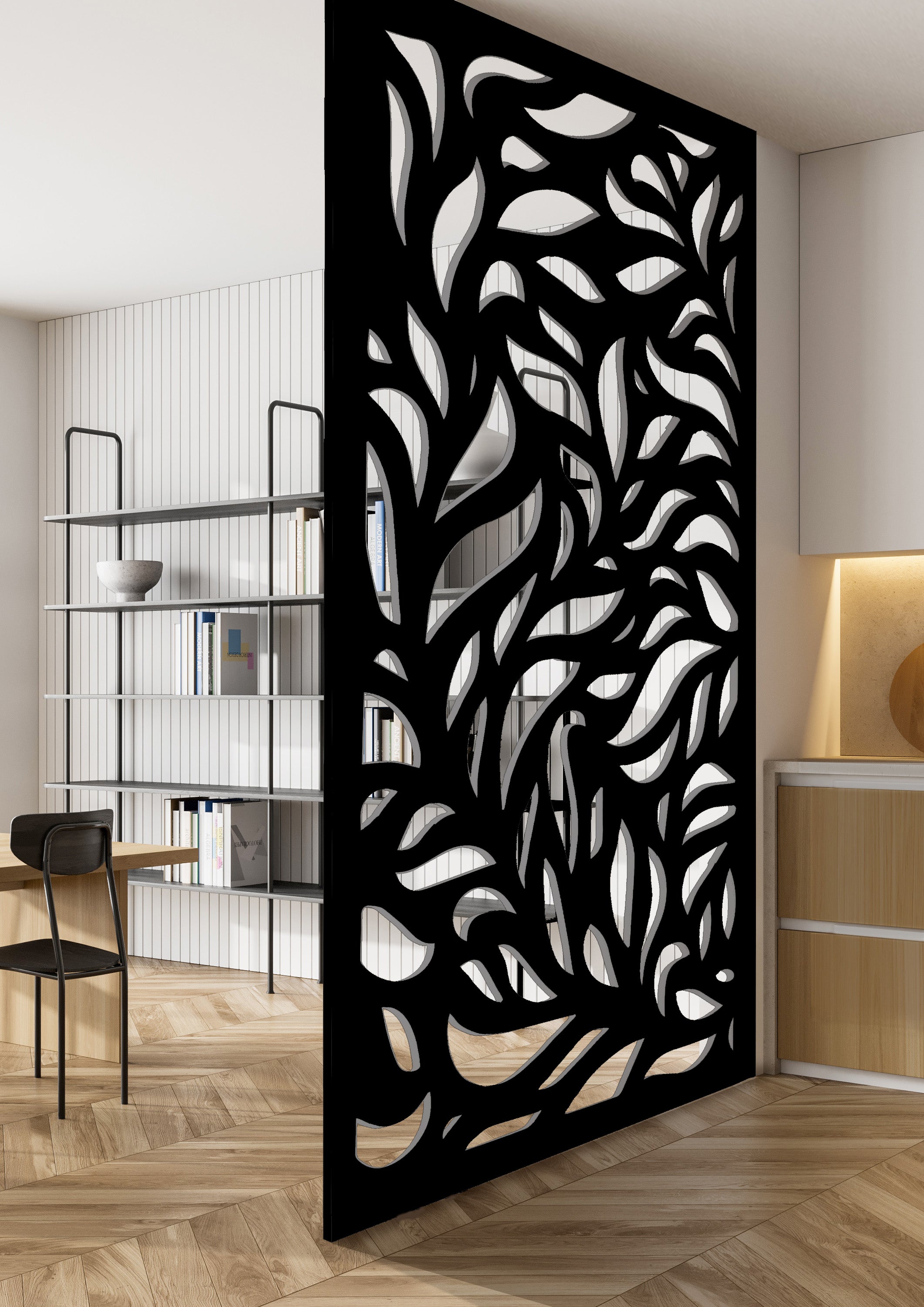 CLOISON DE SEPARATION BOIS TYPE Claustra décorative NINON MDF Noir dans ...