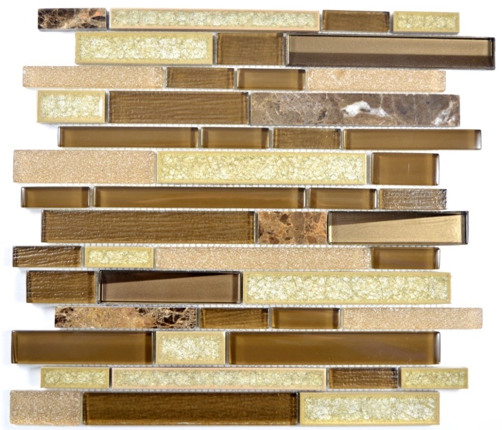 Mosaïque aspect brique mélange de pierres céramiques marron translucide ...