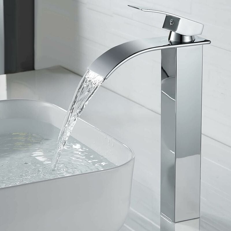 Moderne Robinet Lavabo Cascade Haut, Design Elégant Robinet Salle de ...