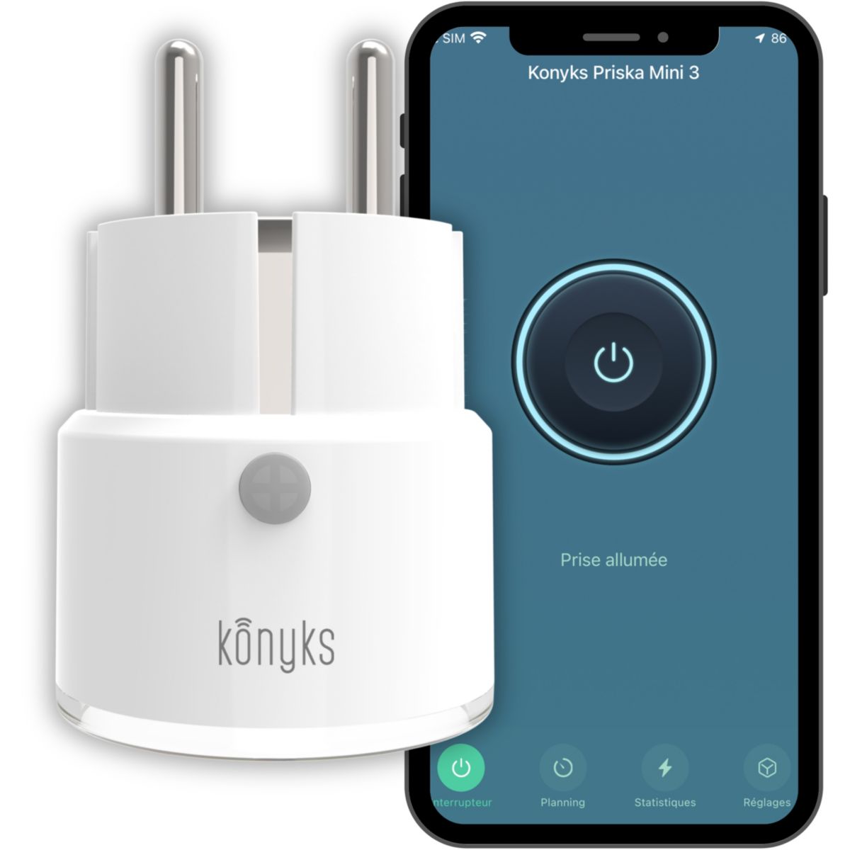 Prise connectée KONYKS Priska Mini 3 Wi-Fi + BT 10A | Leroy Merlin