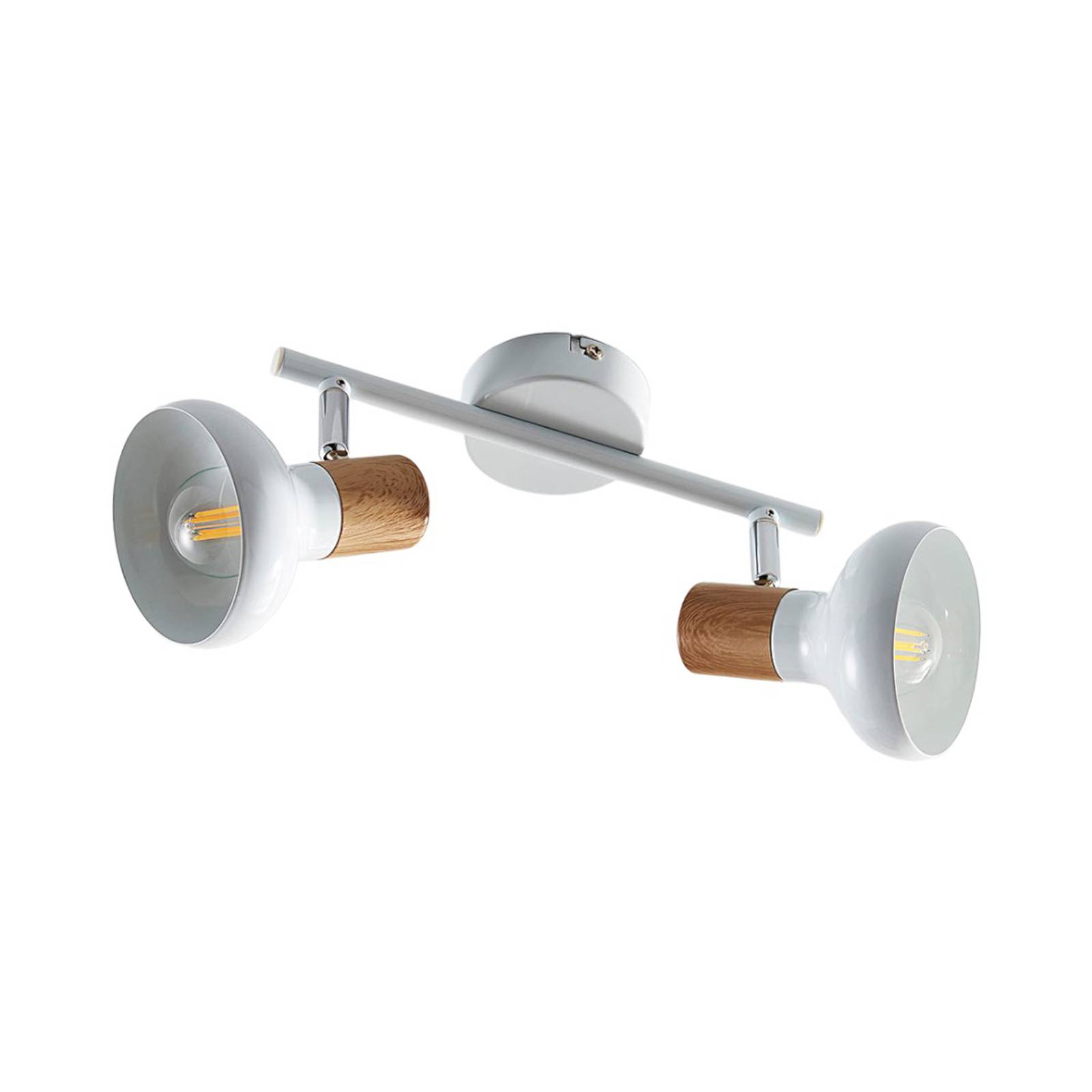 Lindby Foco de techo Fridolin, 2 luces, metal blanco, foco empotrado ...
