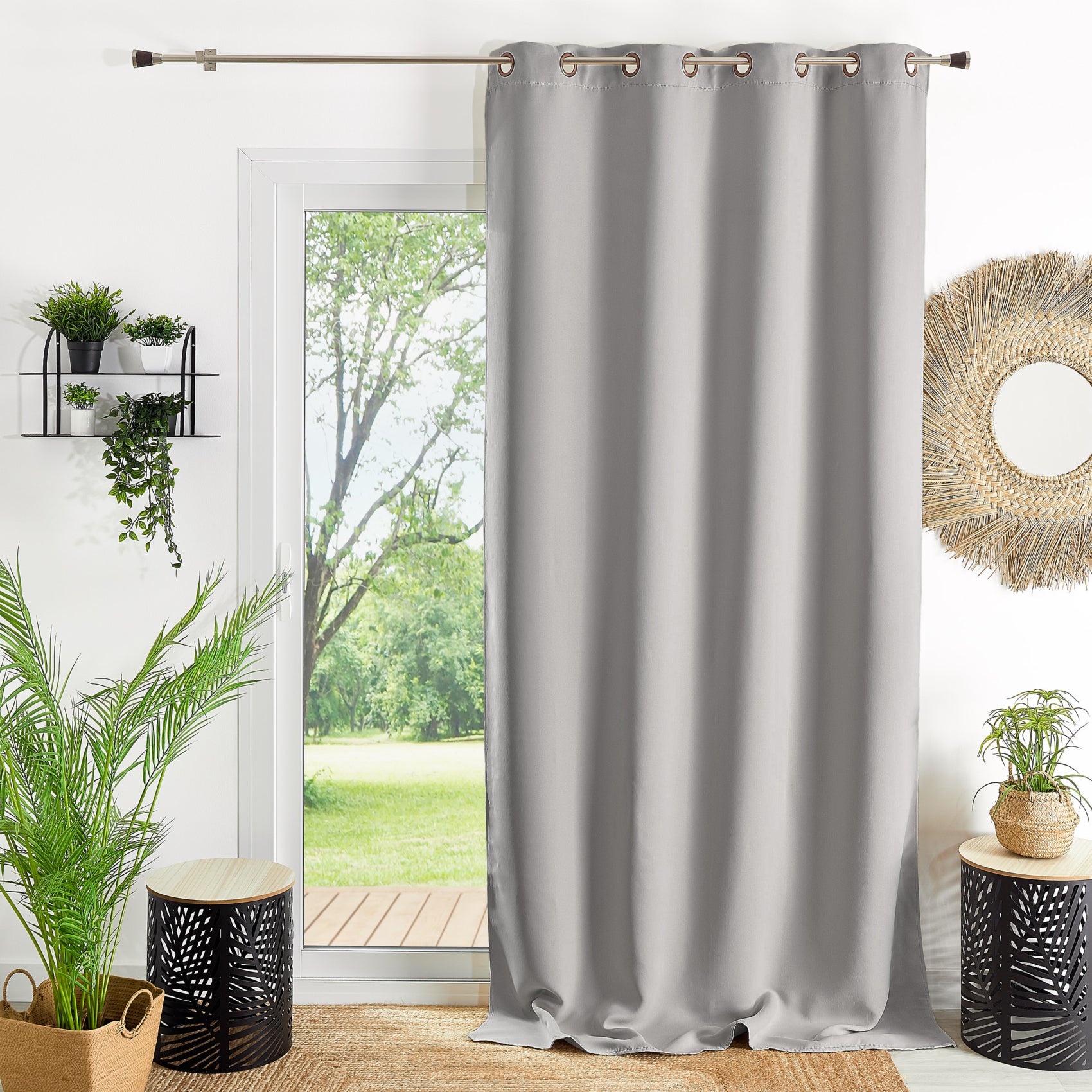 Rideau 80 % Occultant Grande Largeur - Argent - 240x260 cm - Polyester ...