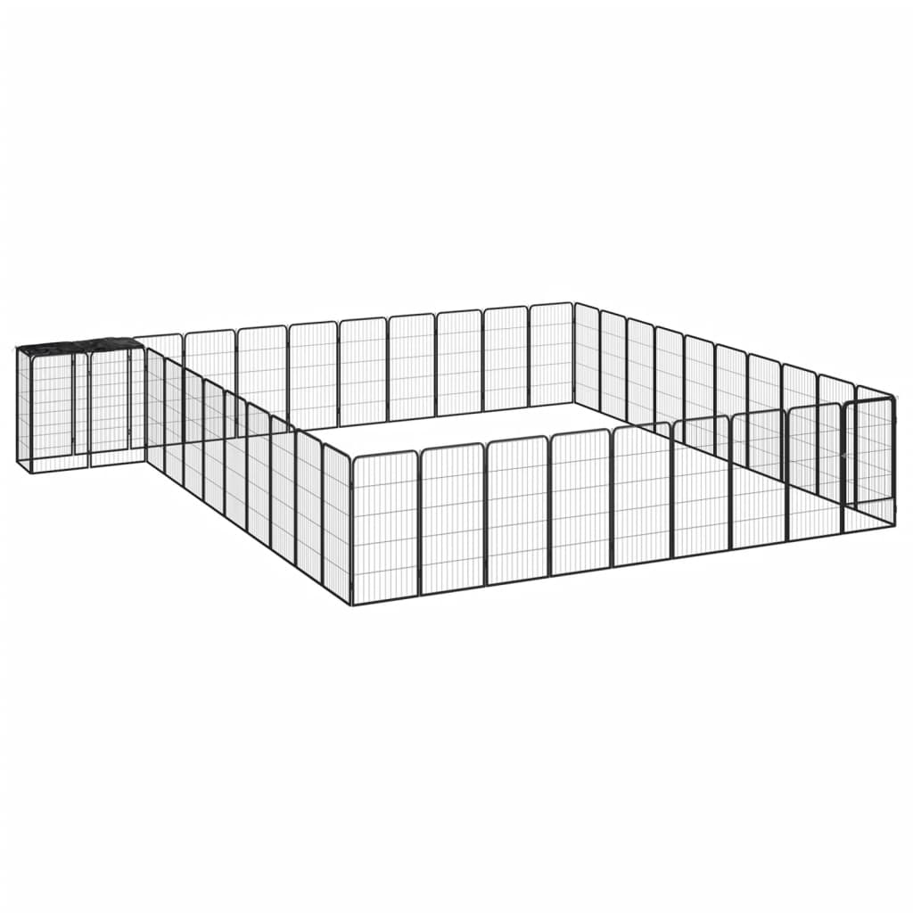 Parque para perros 42 paneles Negro 50x100cm Acero con recubrimiento en ...