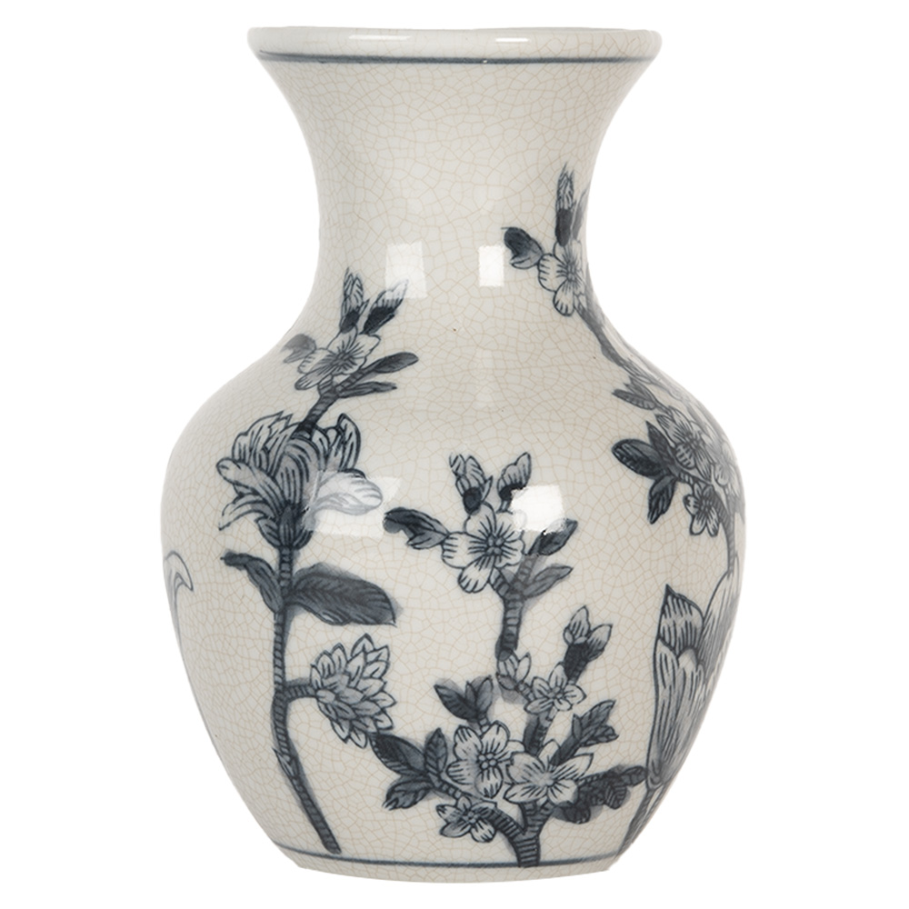Clayre & Eef Vase Ø 10x16 cm Blanc Bleu Fleurs | Leroy Merlin