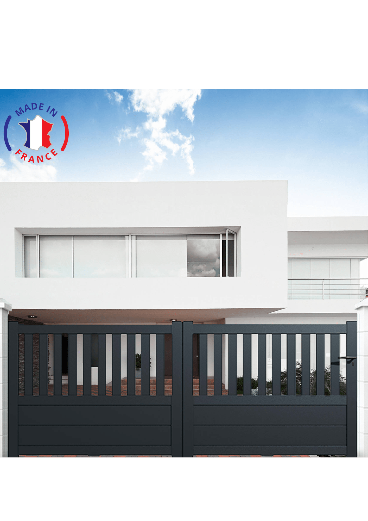 Portail aluminium coulissant semi-ajouré en kit dimensions L.4000 ...