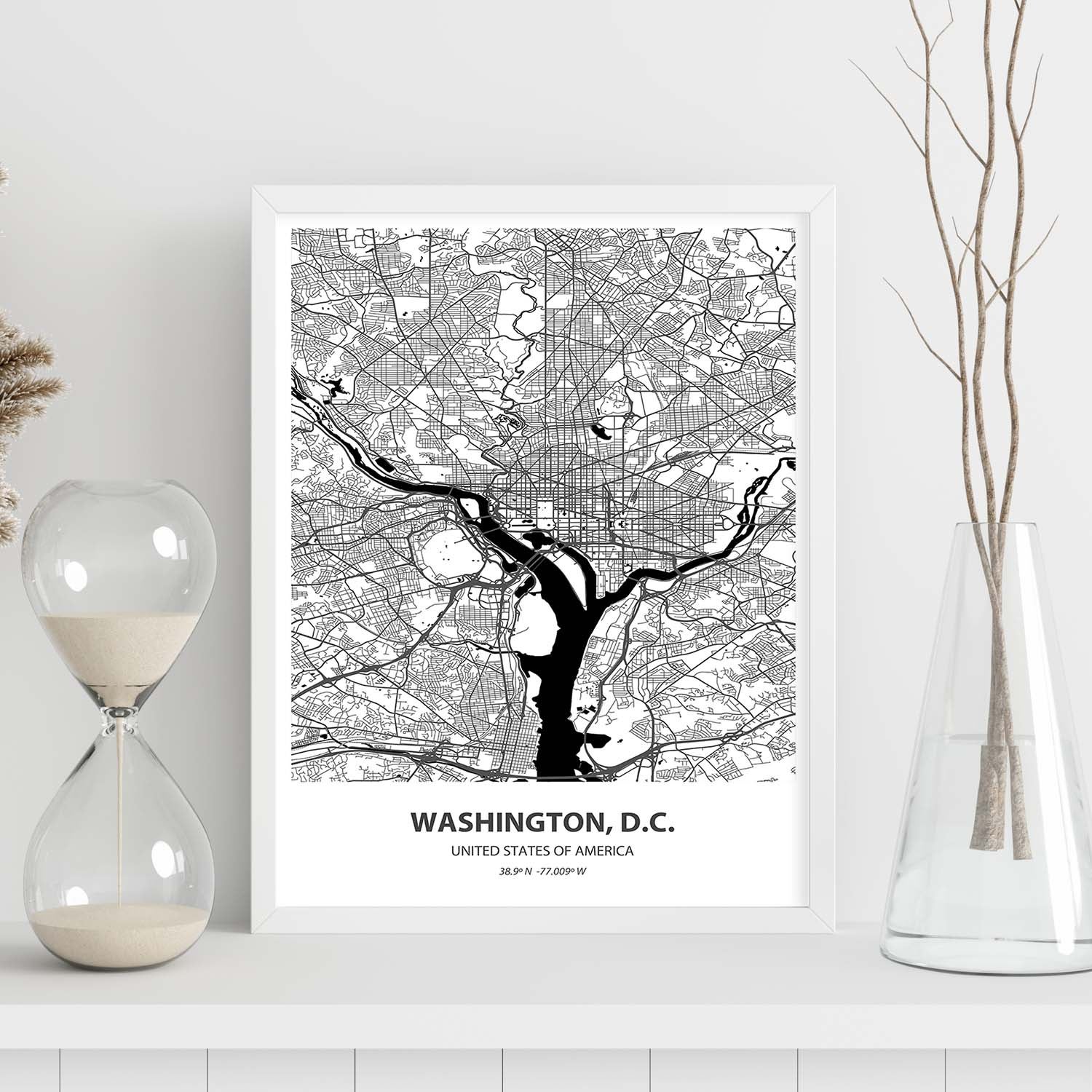 Affiche De La Carte De Washington D.c - Usa. Fiches Des Villes Des ...