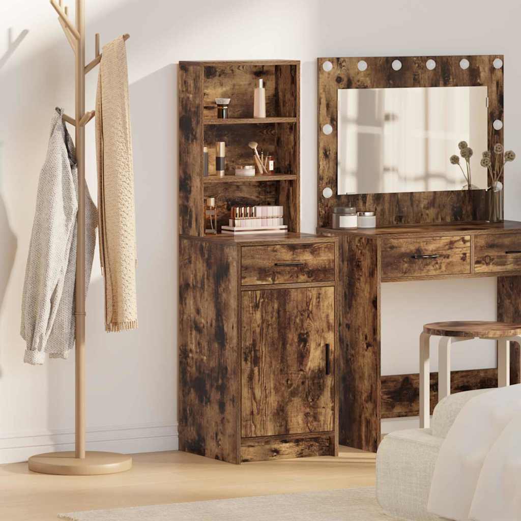 VidaXL Haut Armoire Chêne fumé 40 x 40,5 x 135 cm Bois d'ingénierie ...