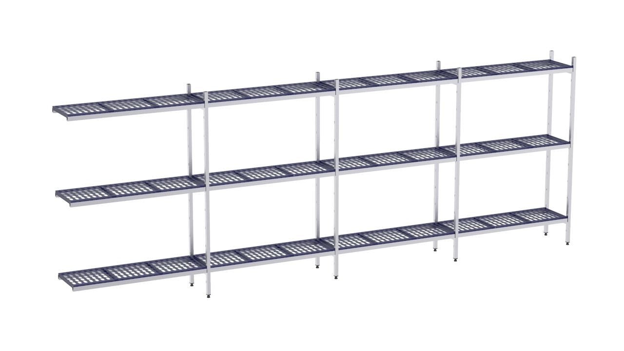 Rayonnage 3 Niveaux en Inox d'Angle avec Clayettes en Polypropylène P ...