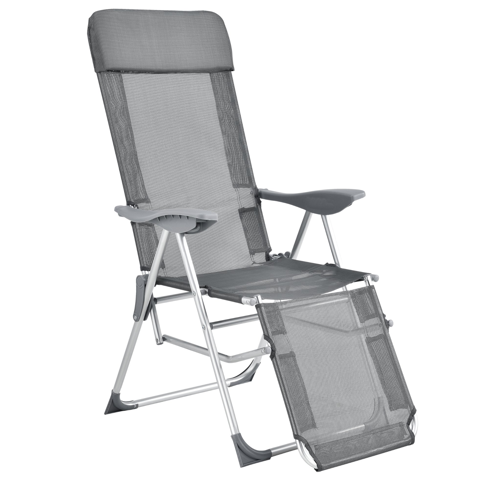Chaise Transat Pliant Réglable Inclinable Gris Foncé 61 x 67 x 99/118 ...