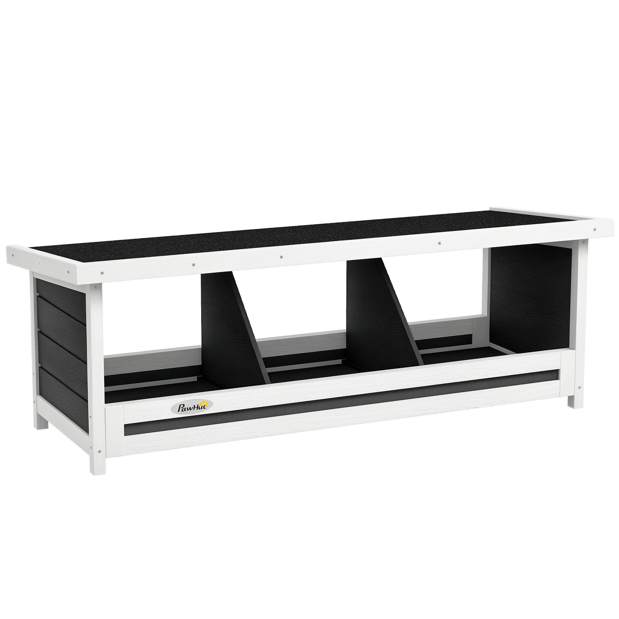 Nid poule 3 zones, base/toit surélevés, bois/bitume, 95x37x34 cm, gris ...