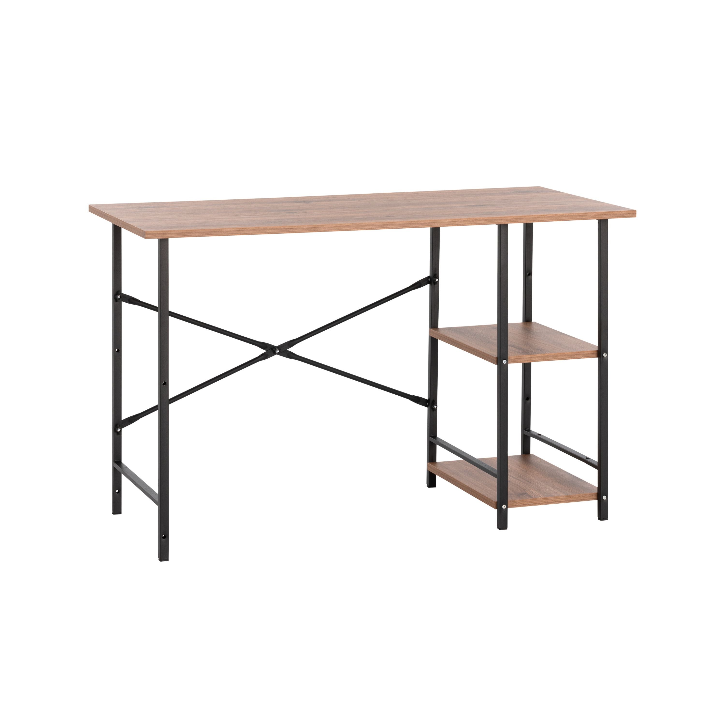 Escritorio Madera Metal, Mesa de Ordenador con 2 Estantes, Atlantic ...