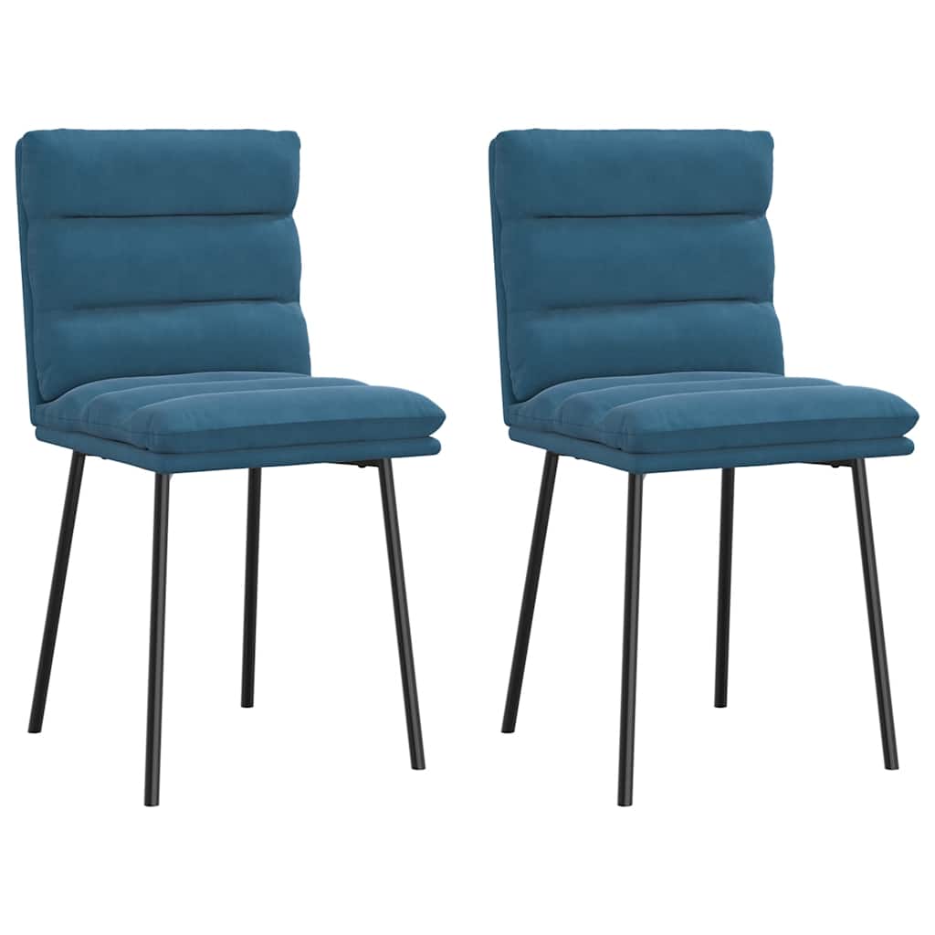Chaises à manger lot de 2 Bleu Velours | Leroy Merlin