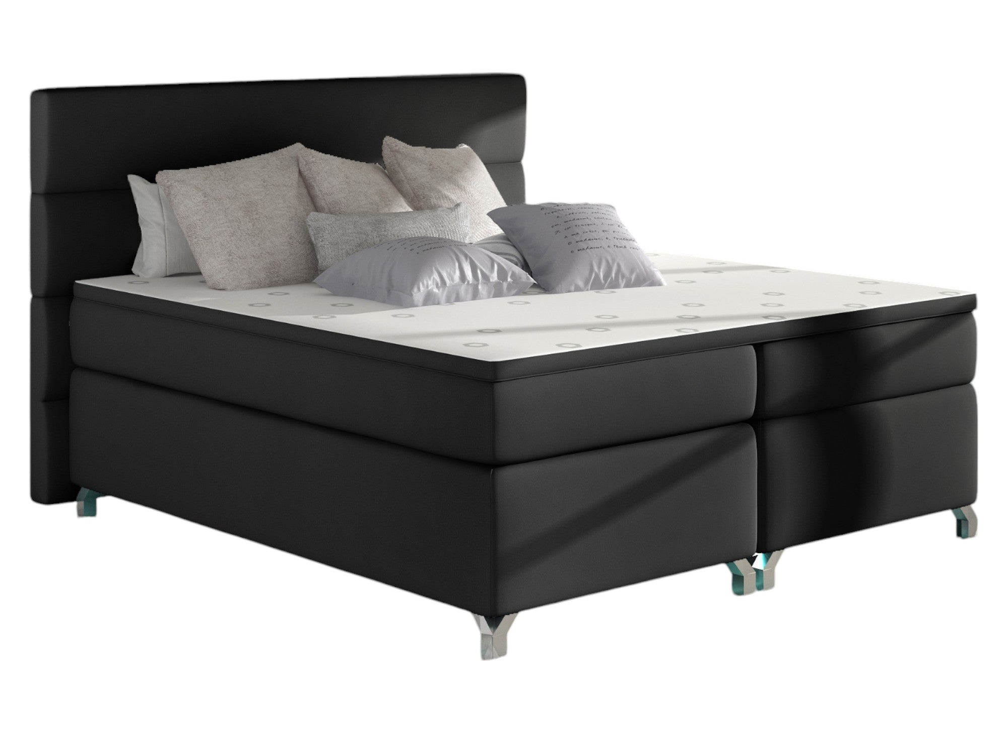 Lit boxspring 180x200 simili cuir noir Mador | Leroy Merlin