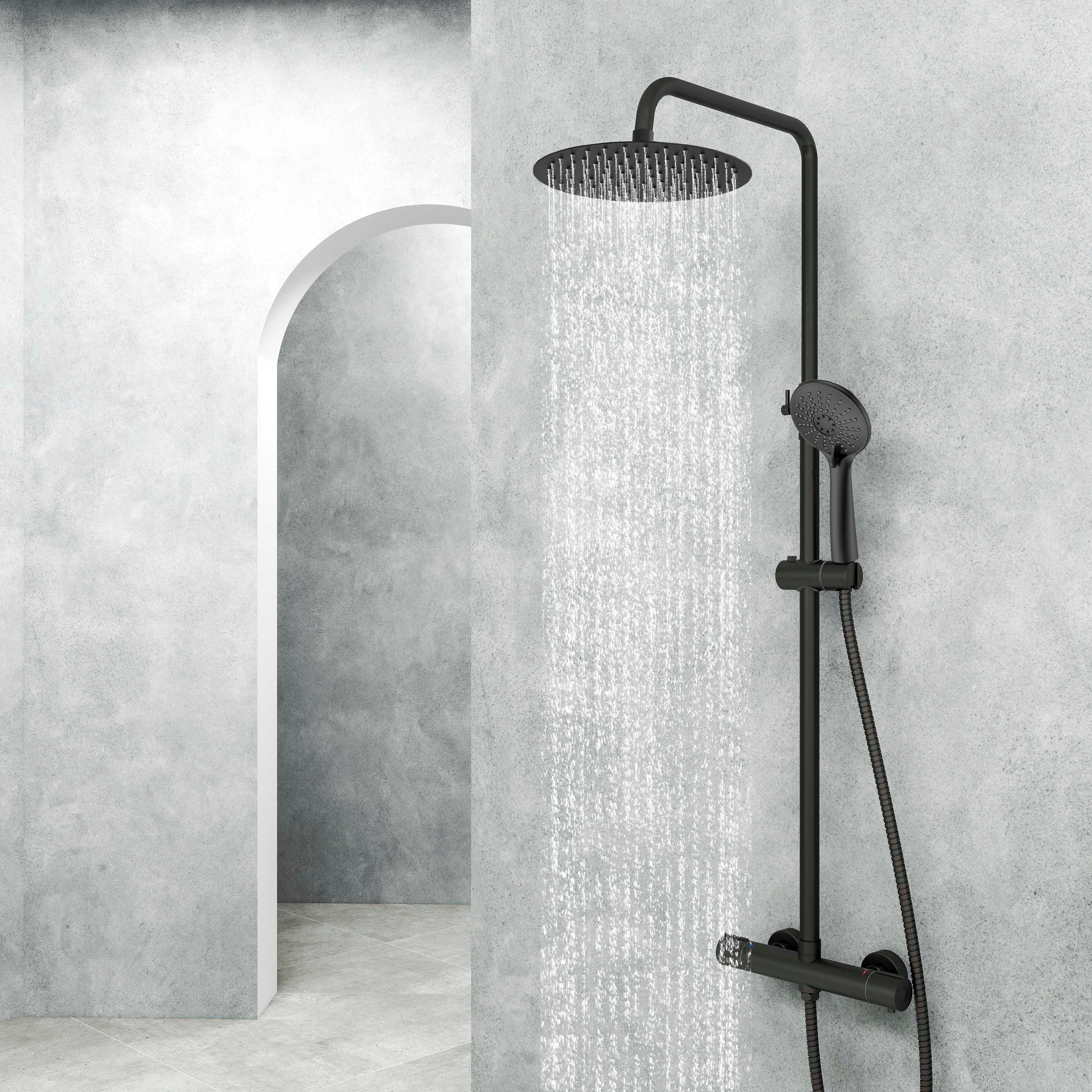 AICA Colonne de douche avec mitigeur thermostatique - douchette 3 jets ...