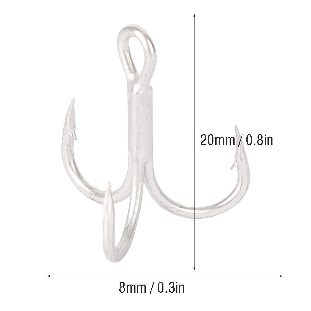 Lot de 20 hameçons triples pointus en acier à haute teneur en carbone ...