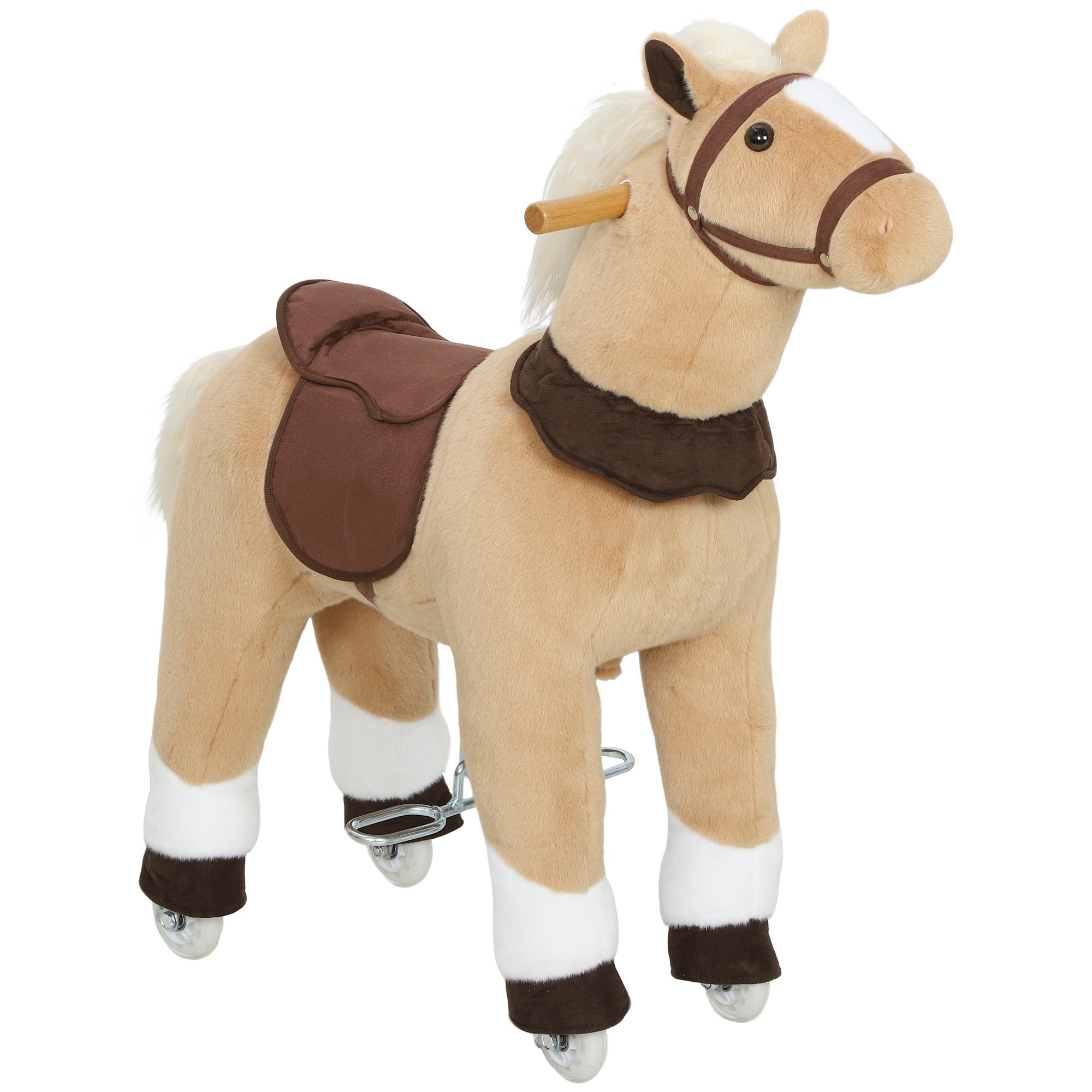 Cheval à bascule sur roues avec selle et harnais pour enfants de 3 à 5 ...