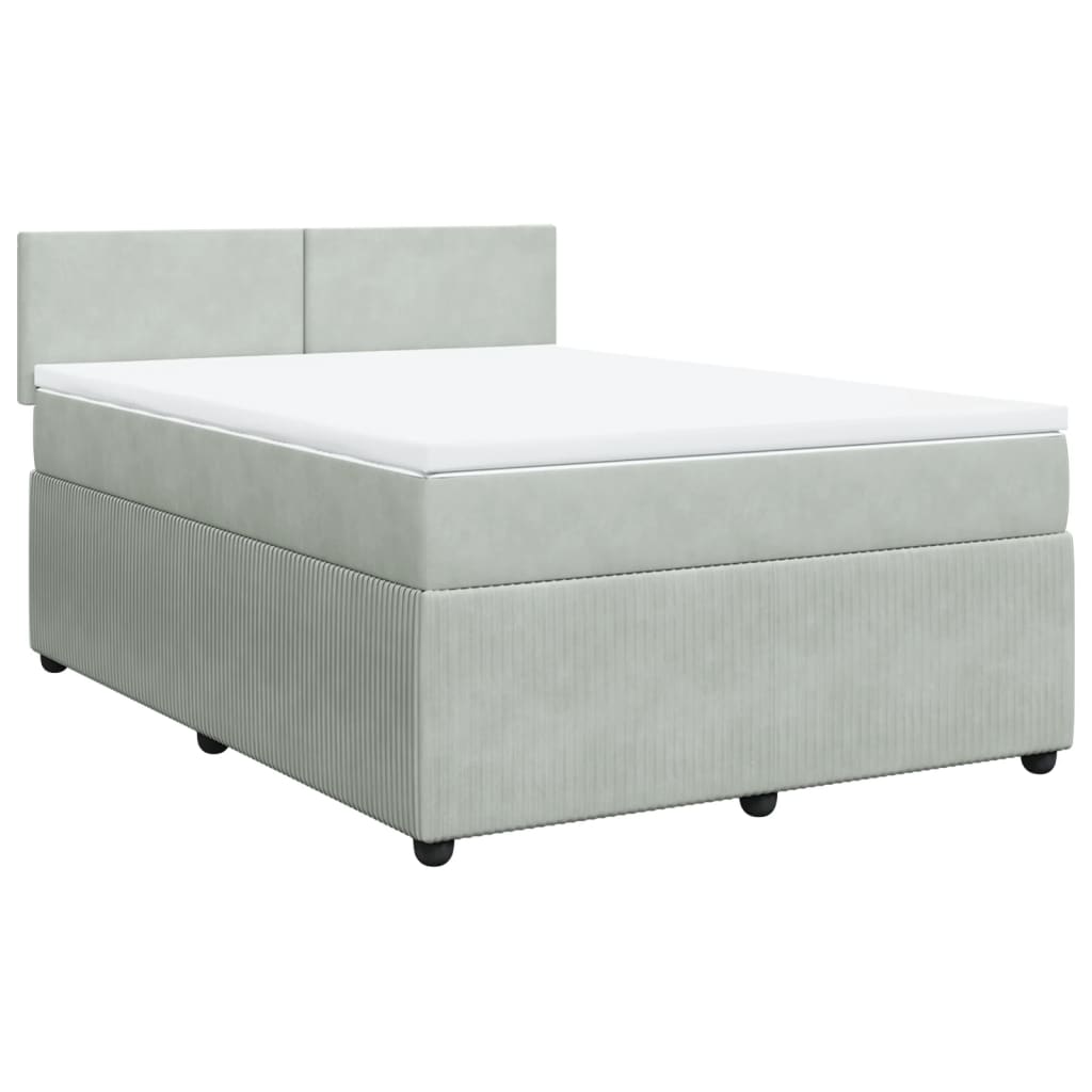 Cama box spring con colchón terciopelo gris claro 140x200 cm | Leroy Merlin