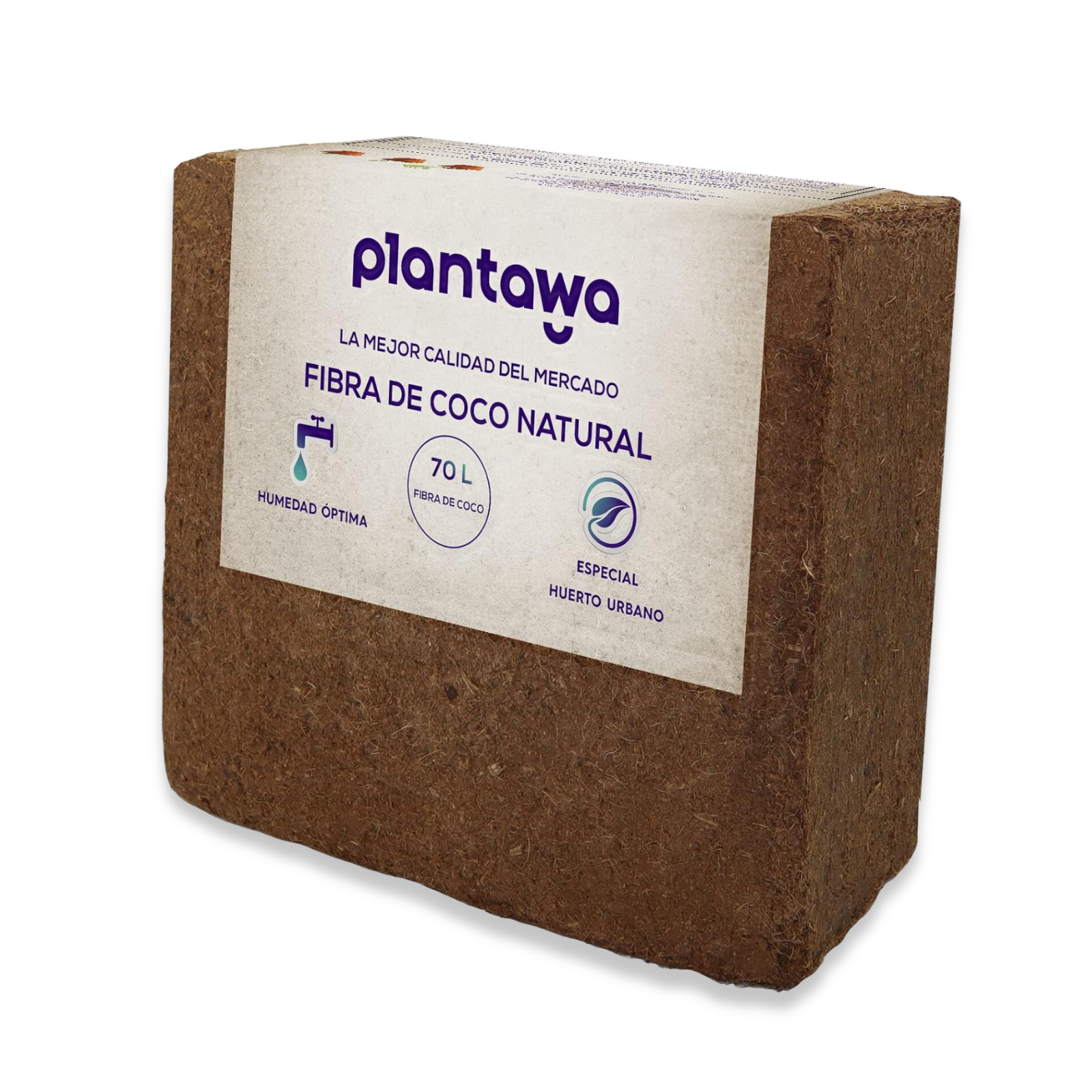 PLANTAWA Fibra de Coco Orgánica Bloque 5Kg 70L - Ladrillo compactado ...