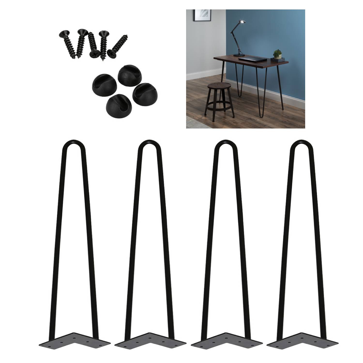 Set 4 Pied Epingle en Métal,2 stands Pied de Table 35cm Jambes en métal ...