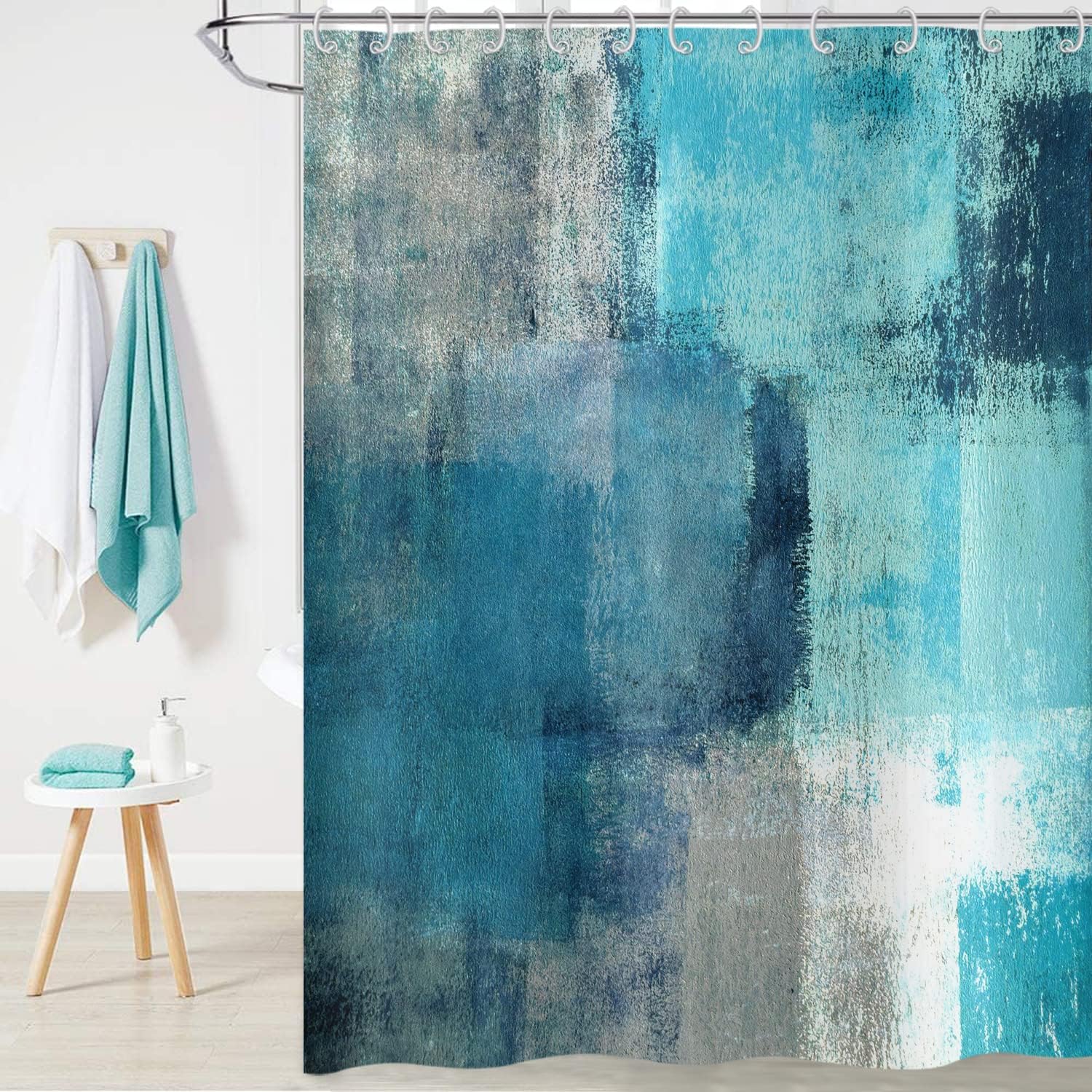 Cortina de ducha turquesa 180 x 180 cm - Abstracta moderna, obra de ...