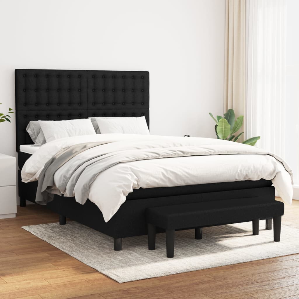 Cama con somier y colchón Negro 140x190 cm Tela | Leroy Merlin