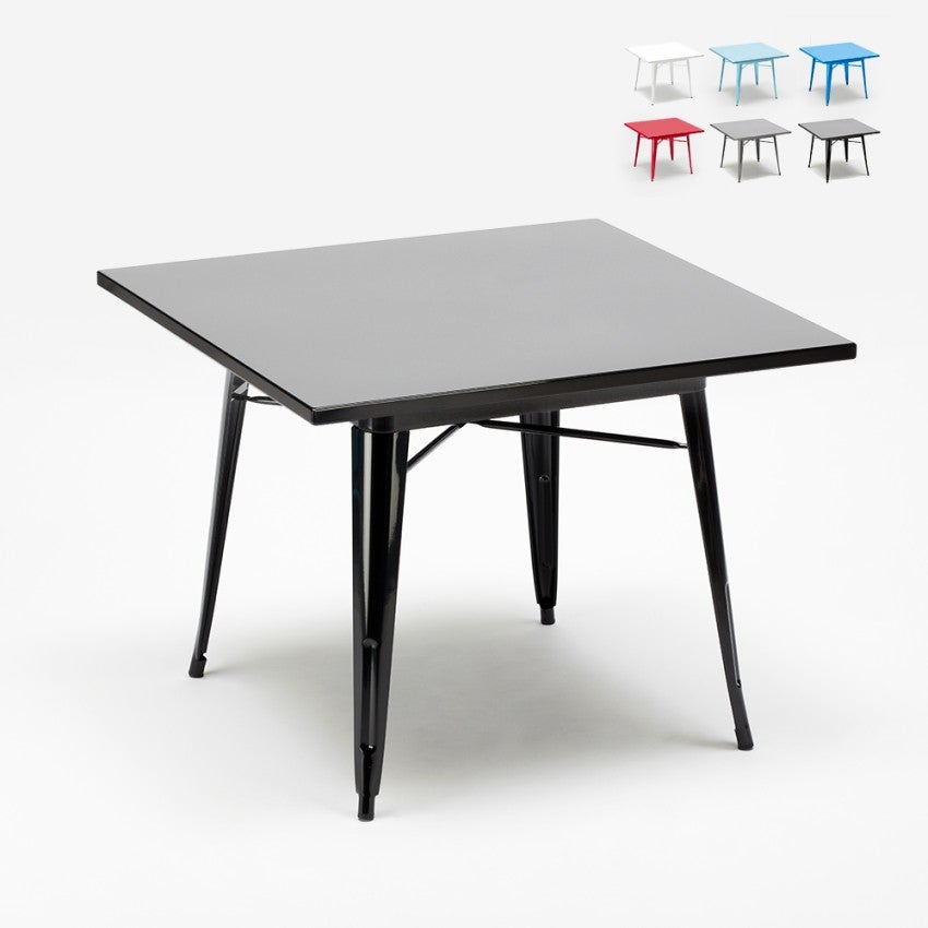 Table industrielle 80x80 de bar et restaurant en acier de style ...