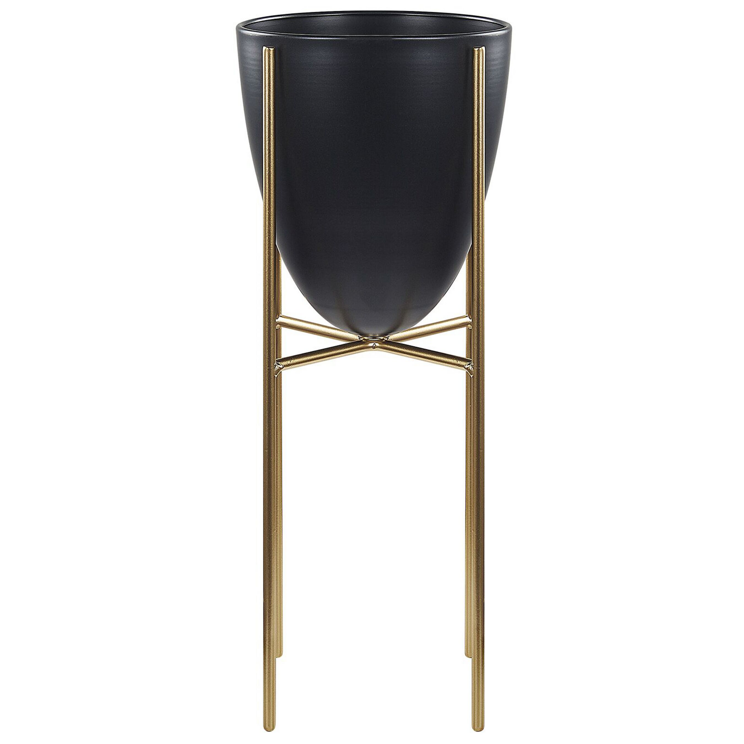 Cache-pot sur pied LEFKI Métal 16 cm Noir | Leroy Merlin