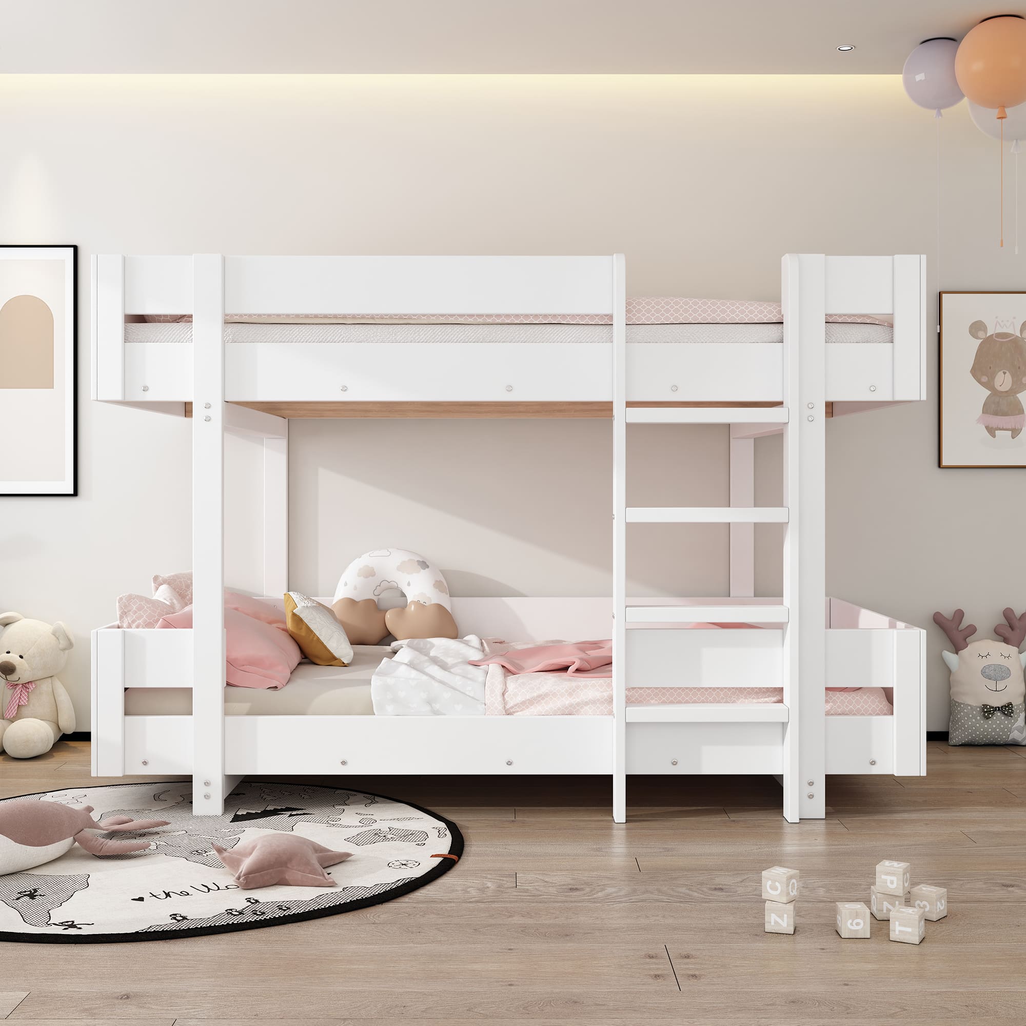 Litera infantil 90 x 200 cm - con escalera, doble cama, diseño sencillo ...