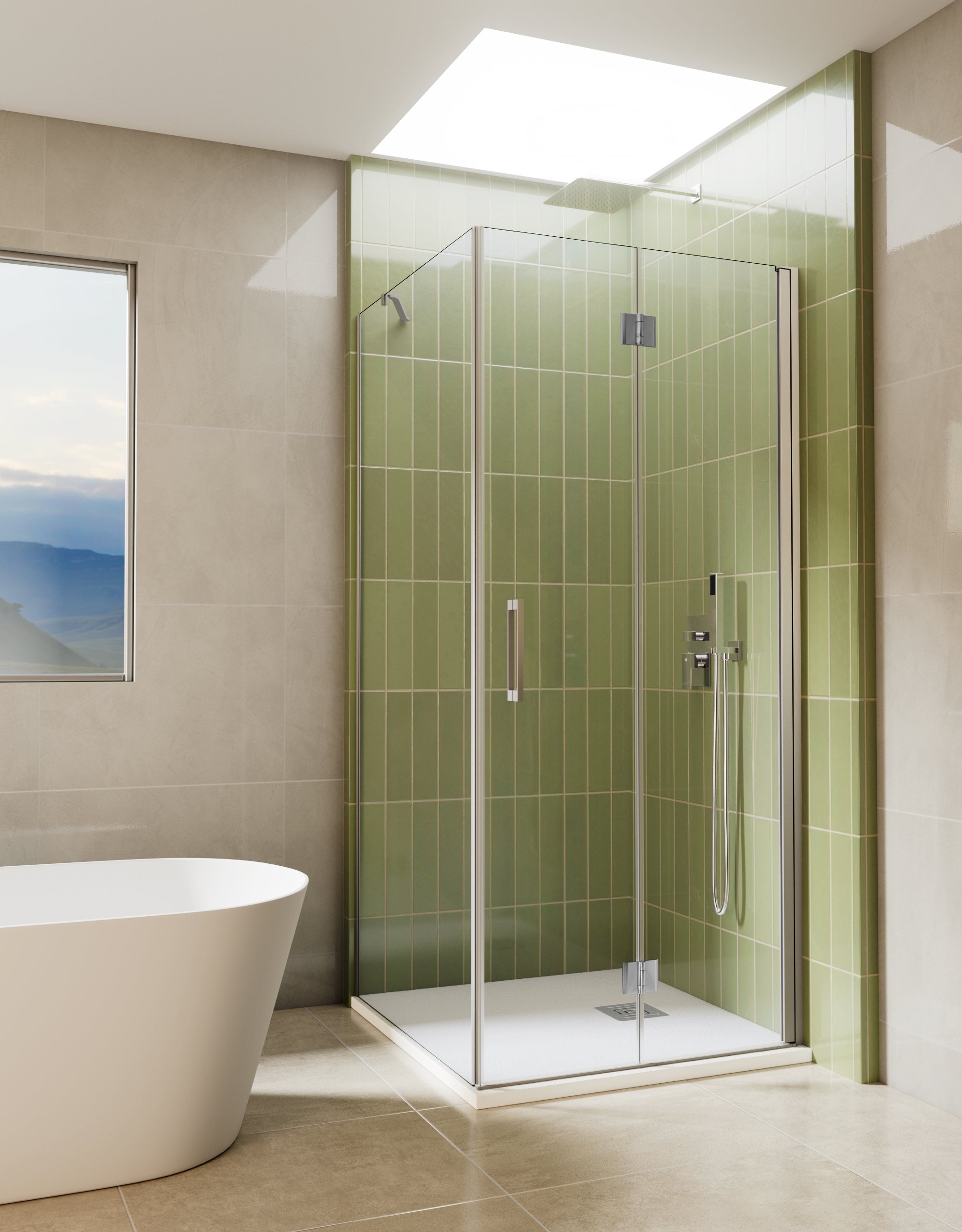 Mampara de ducha con puerta plegable 87-88.5 cm (50+40) + lateral fijo ...