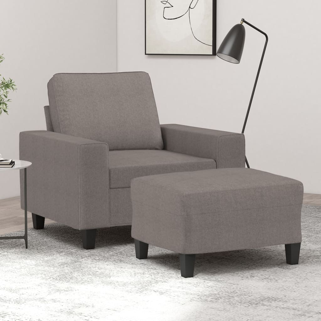 Maison Exclusive - Sillón con taburete tela gris taupe 60 cm | Leroy Merlin