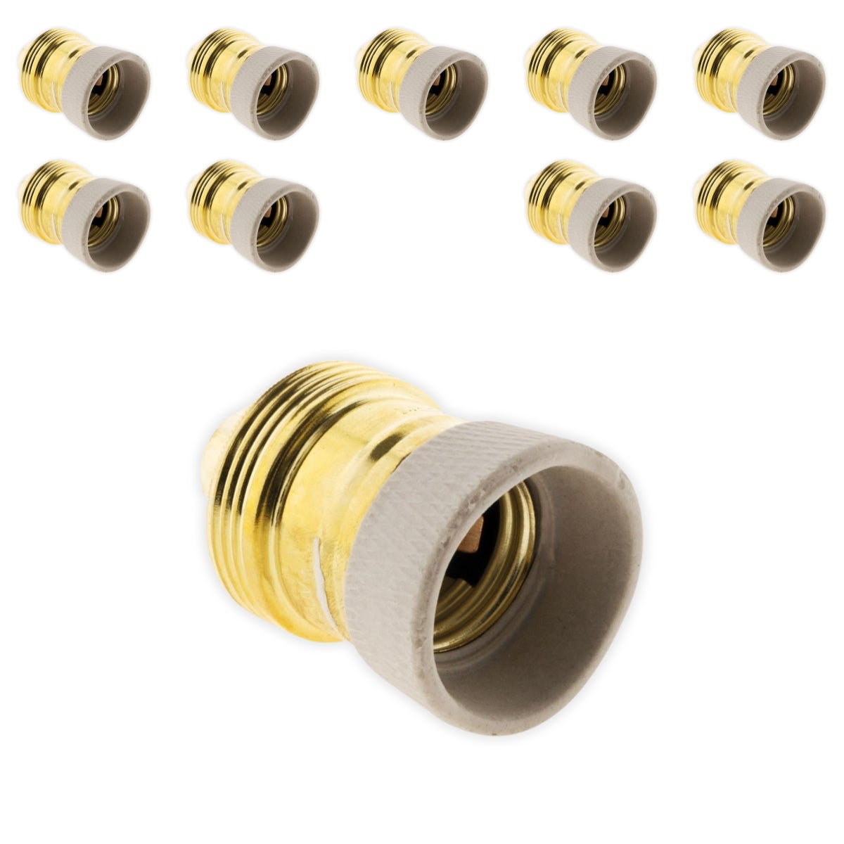 Lot de 10 - Douille E27 en laiton avec collerette porcelaine | Leroy Merlin