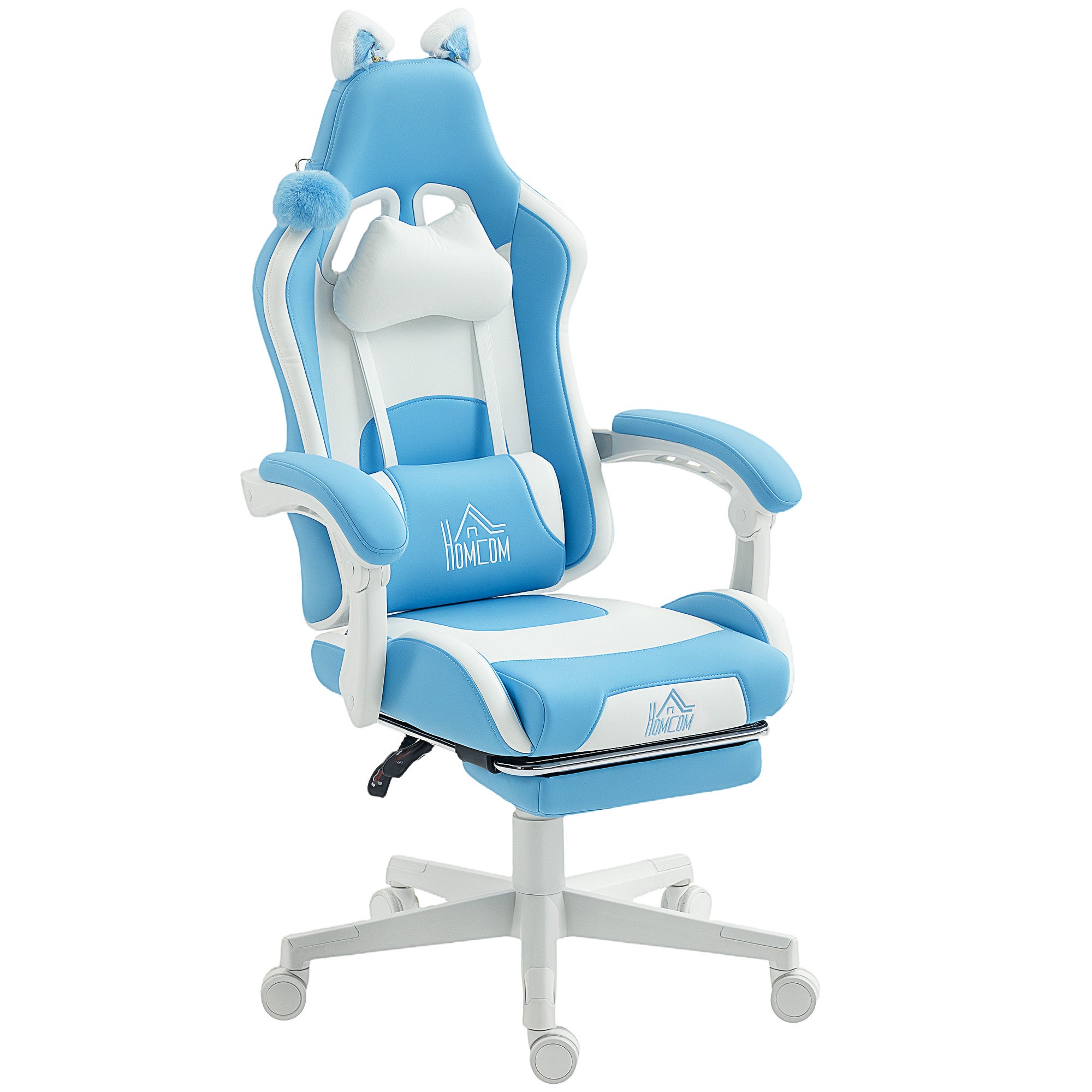 Silla gaming ergonómica azul: orejas de gato, reclinable oficina y ...
