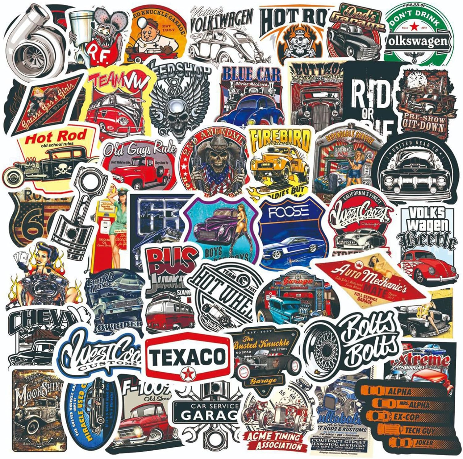 Lot de 2 X 50 Autocollants Classiques, Stickers Vintage Voiture ...