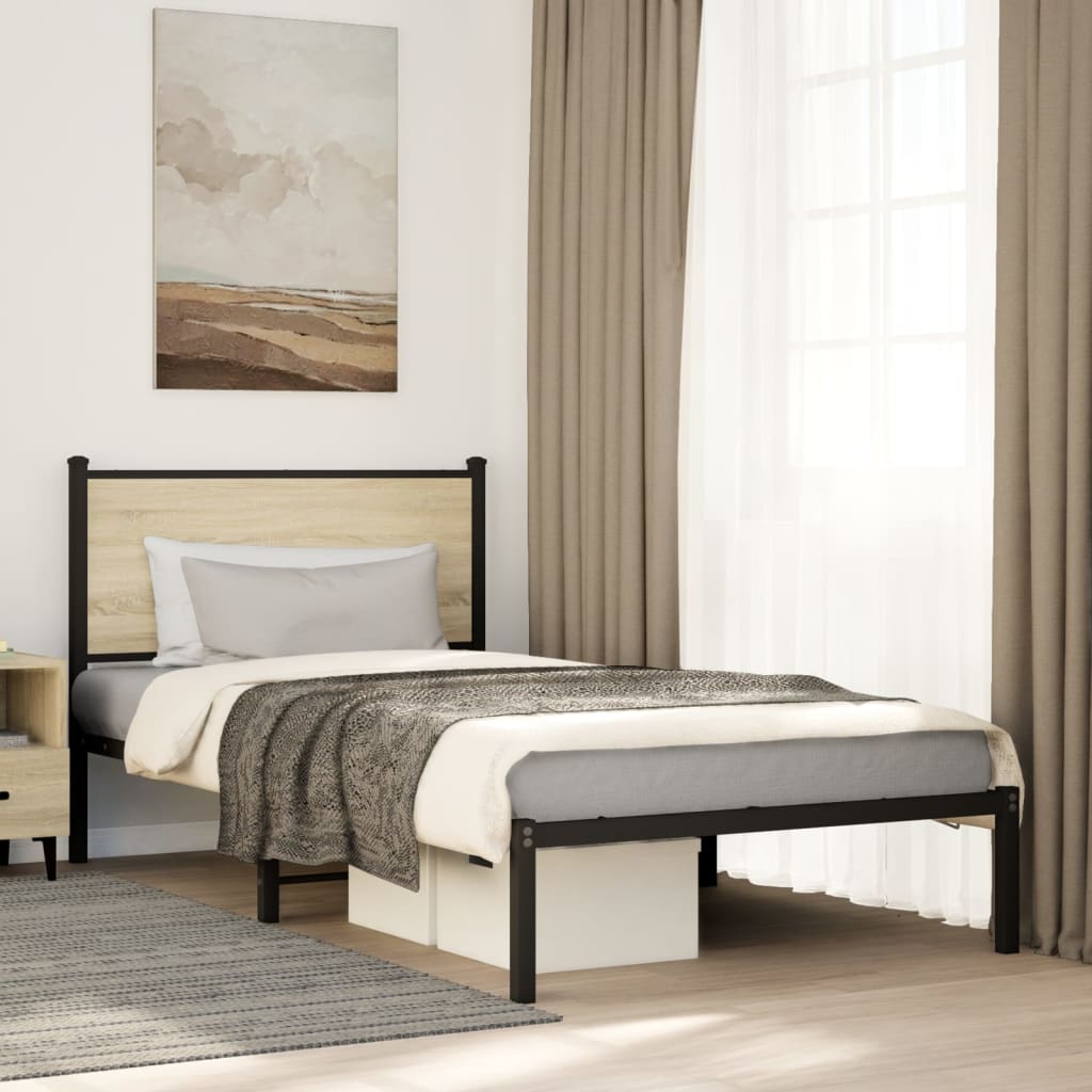 Cadre de lit en métal sans matelas chêne sonoma 100x190 cm | Leroy Merlin