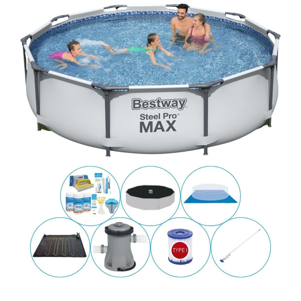 Paquet de piscine tout en 1 - Bestway Steel Pro MAX Ronde 305x76 cm ...