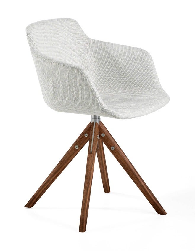 Chaise pivotante tissu beige et bois de frêne Ramia - Lot de 2-Couleur ...