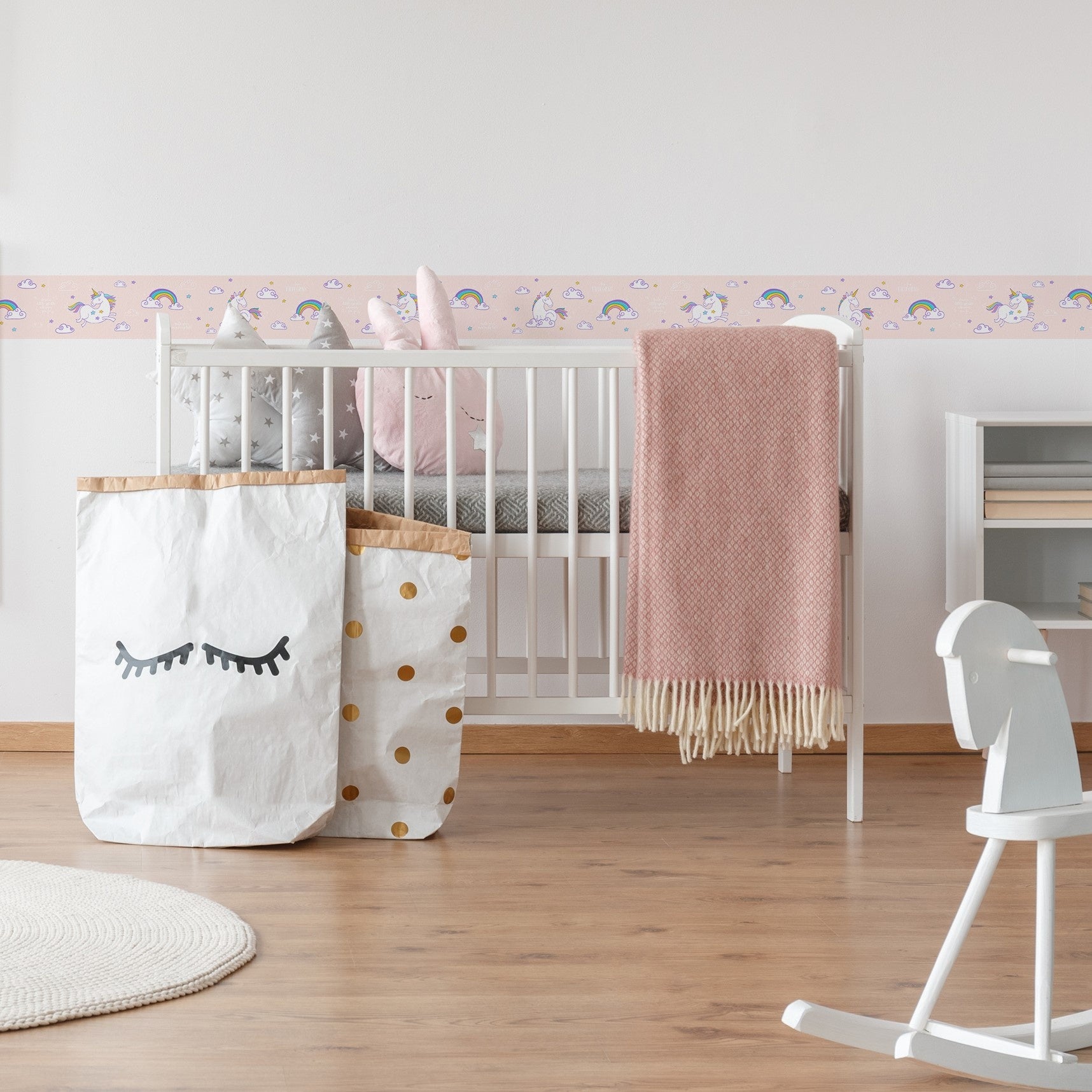 Cenefa rosa con relieve para habitación infantil niña Cenefa con ...