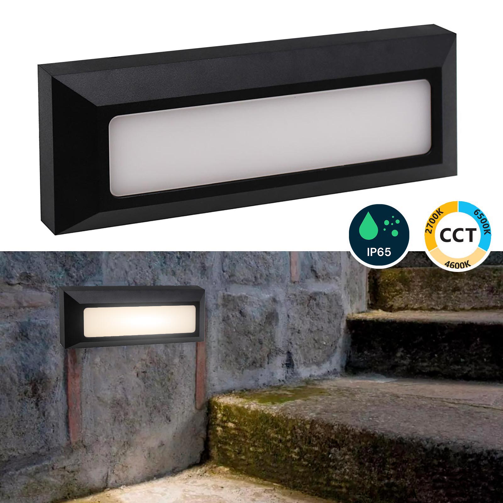 Spot externe LED pour balisage 6W CCT, applique rectangulaire ...
